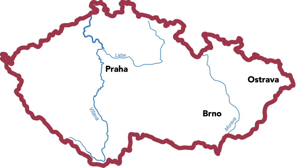 Nástěnná mapa České republiky - slepá :: Barevná škola